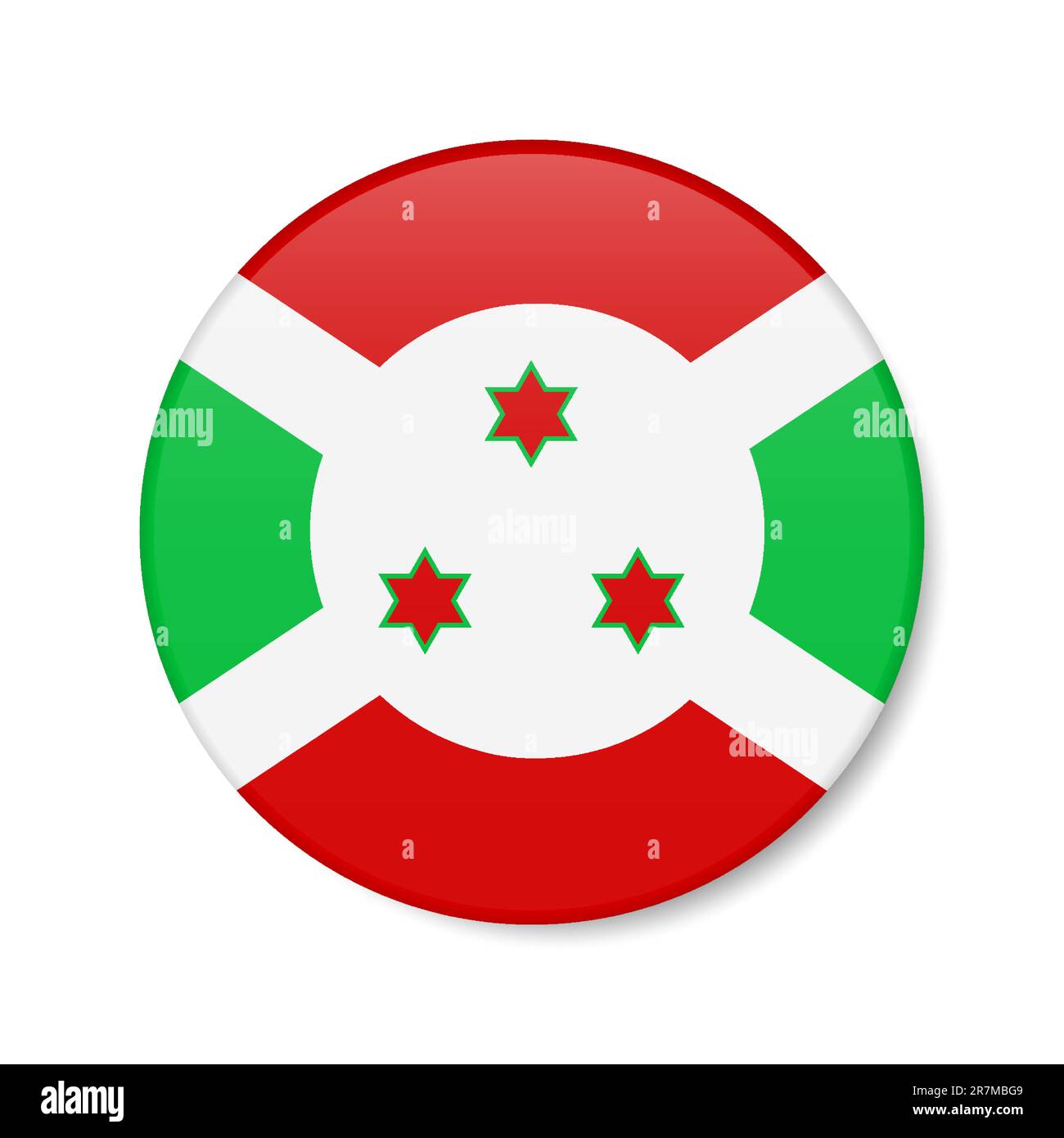 Burundi circle button icon. Burundian round badge flag with shadow. 3D realistic vector ...