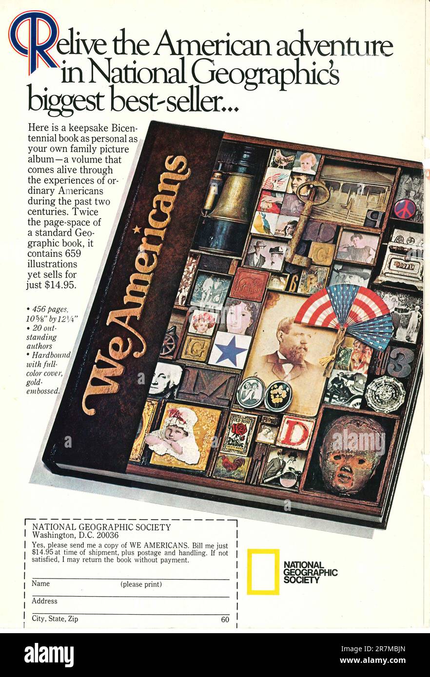 National geographic best seller advert in a magazine 1976 hi-res stock ...