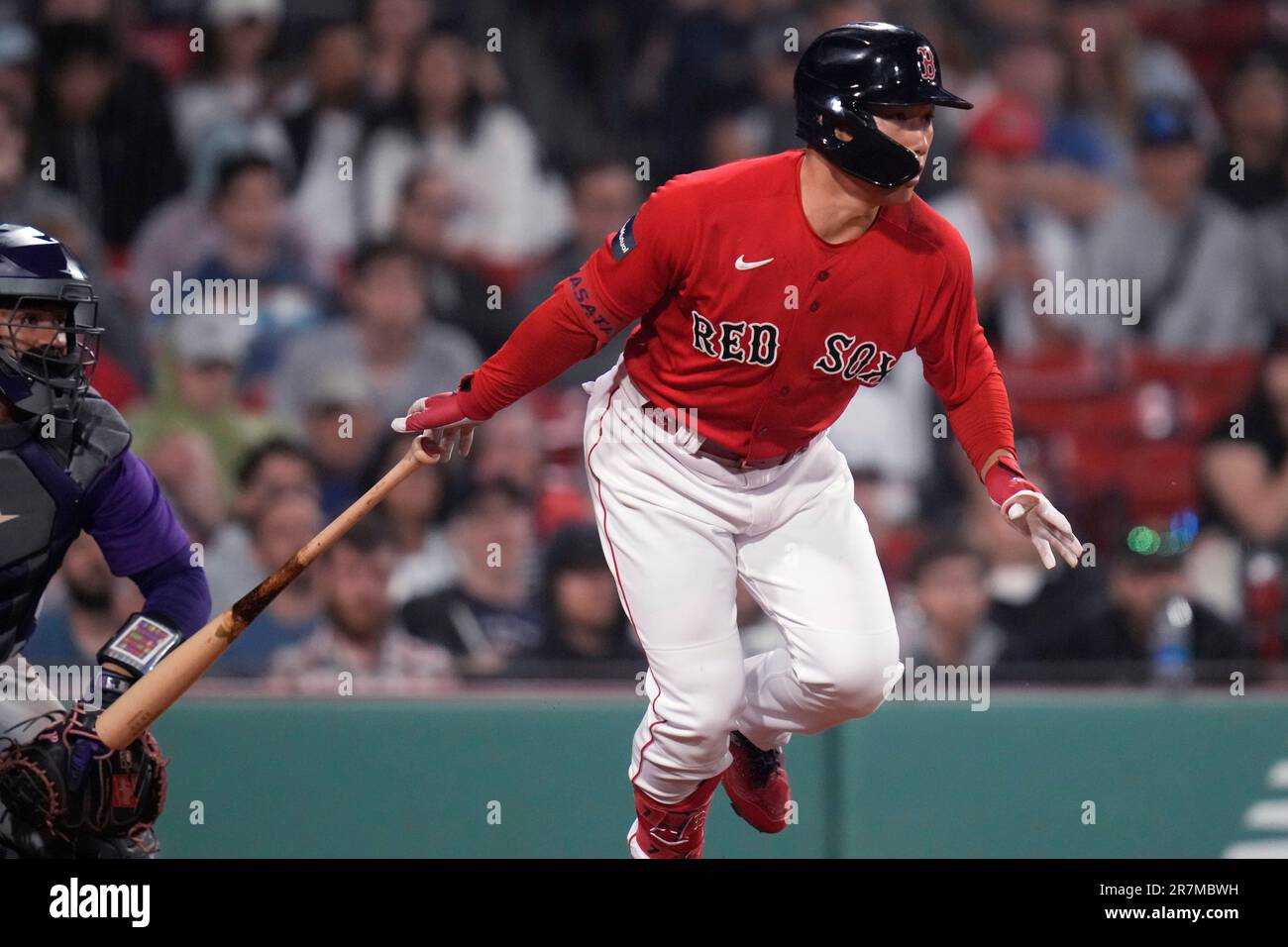Boston Red Sox's Masataka Yoshida inning during a baseball game at Fenway Park, Tuesday, June 13 ...