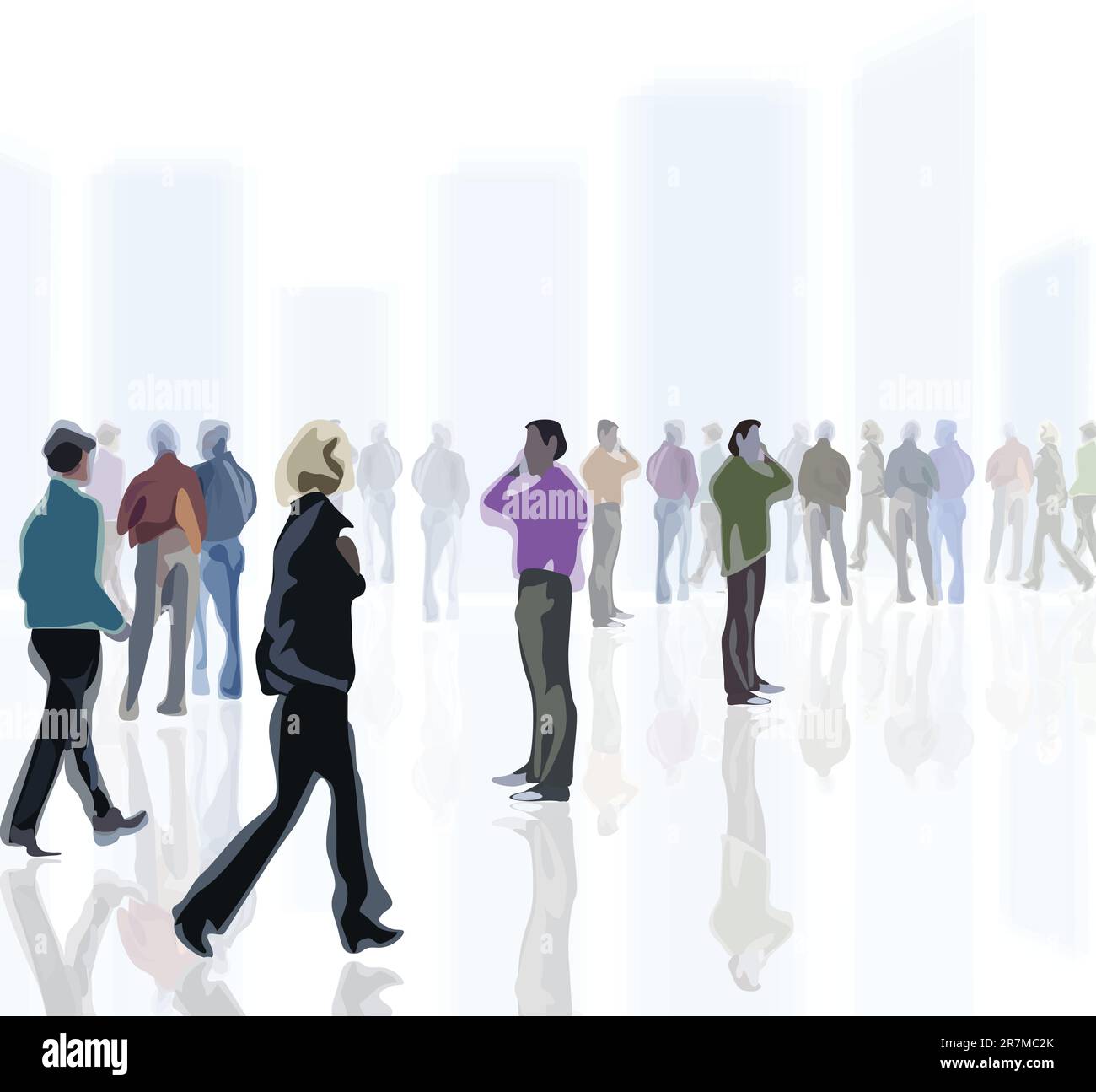 a crowd of people going into the city Stock Vector Image & Art - Alamy