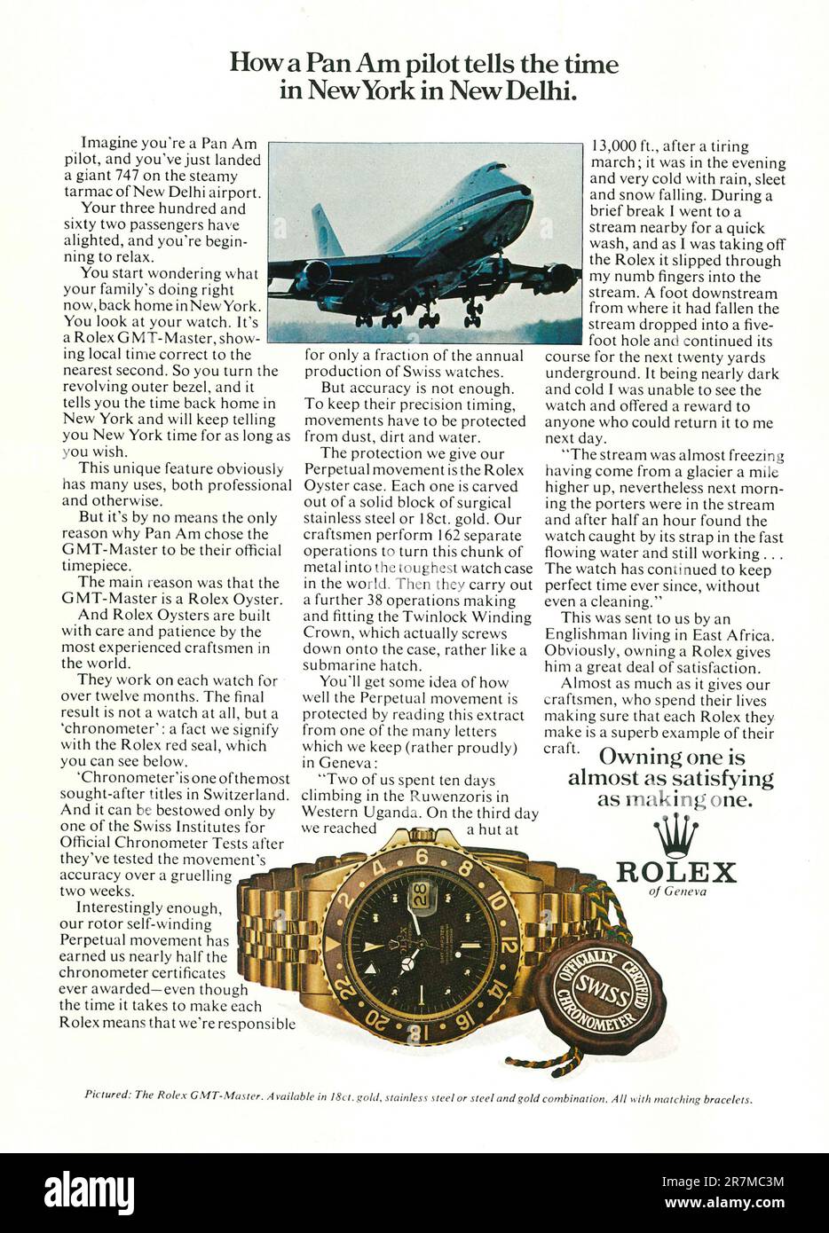 1972 Rolex GMT master in 18 ct gold watch print ad Stock Photo - Alamy