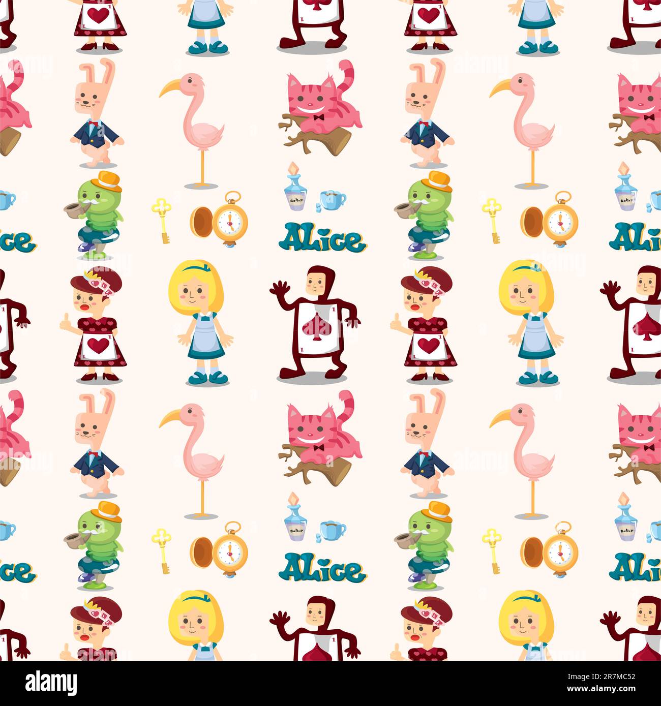 Seamless Alice In Wonderland Pattern Stock Vector Image And Art Alamy