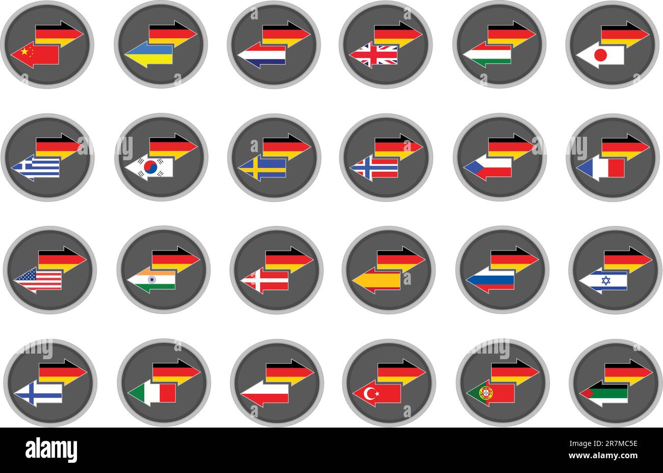 German translation icons with flag arrows Stock Vector Image & Art - Alamy