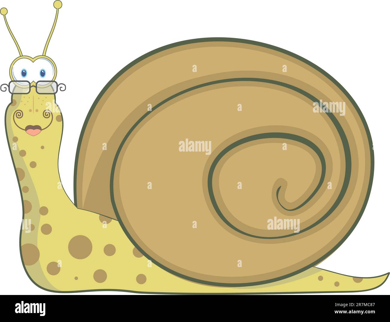 Isolated image of bespectacled clever snail. Vector Illustration Stock ...