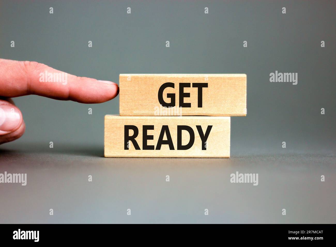 Get ready symbol. Concept words Get ready on wooden blocks on a ...