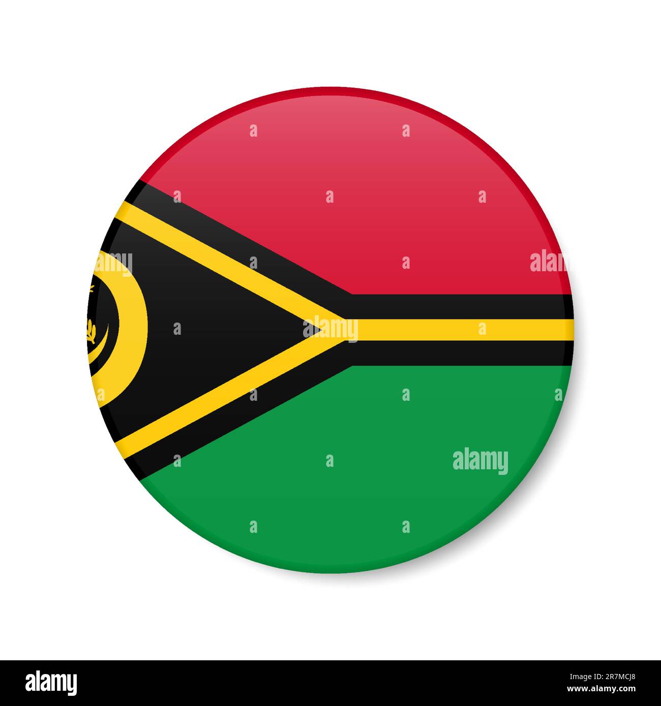 Vanuatu circle button icon. Vanuatuan round badge flag with shadow. 3D realistic vector ...