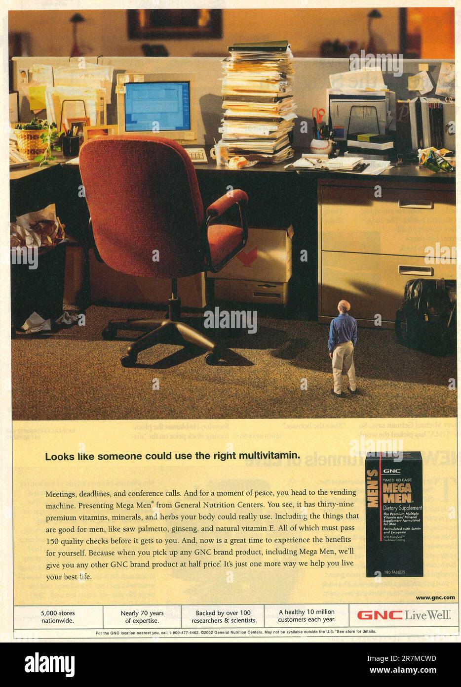 GNC Mega Men Dietary Supplement advert in a magazine 2002 Stock Photo ...