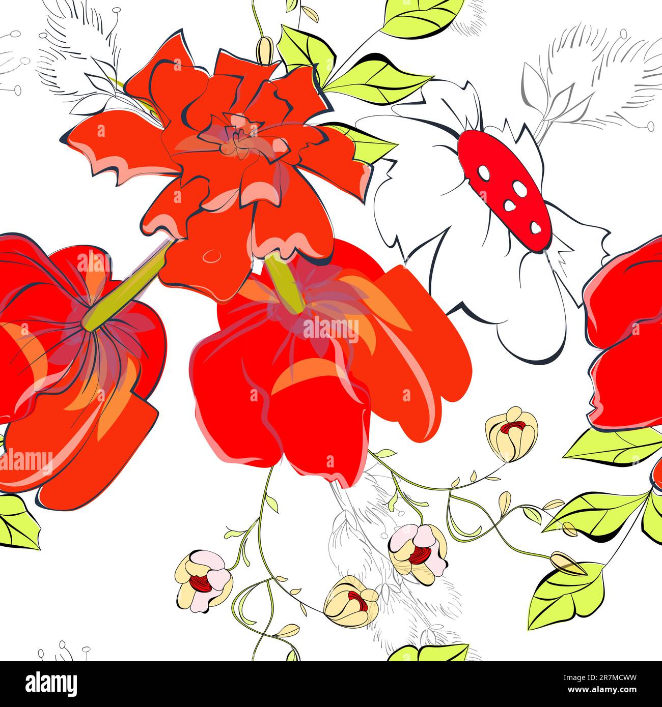 Colorful seamless wallpaper with flowers Stock Vector Image & Art - Alamy