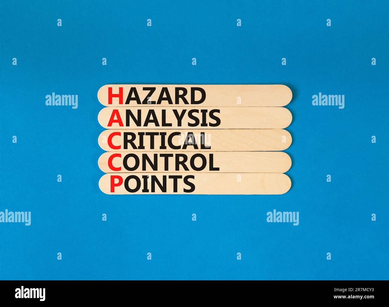HACCP symbol. Concept words HACCP hazard analysis critical control point on wooden stick ...
