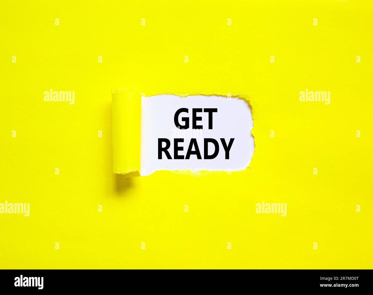 Get ready symbol. Concept words Get ready on beautiful white paper on a ...