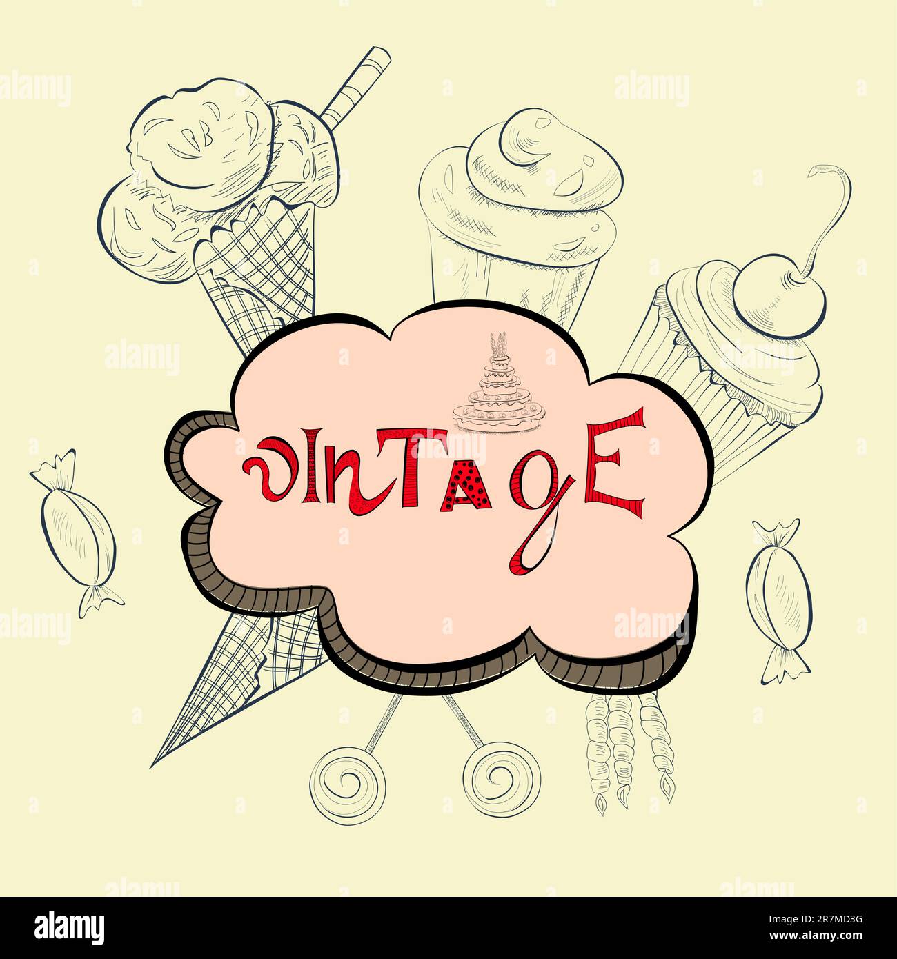 Vintage card with sweets Stock Vector Image & Art - Alamy