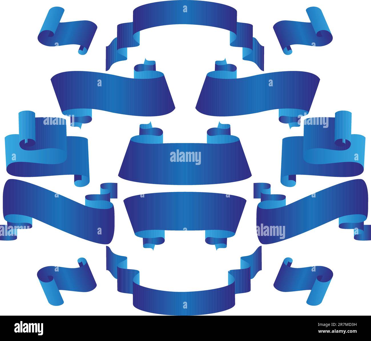 banners and ribbons of blue on a white background vector Stock Vector ...