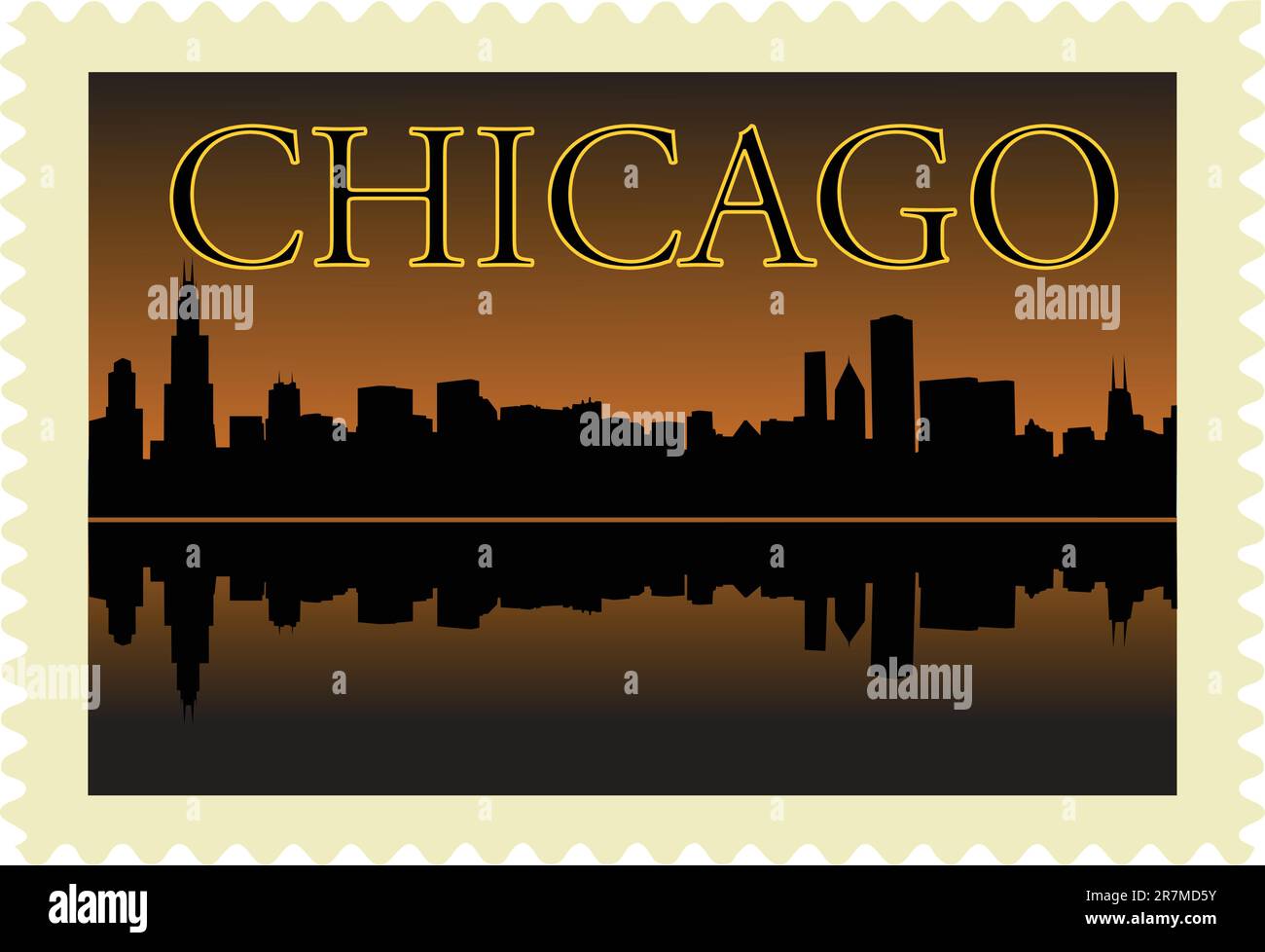 Chicago city skyline illustration hi-res stock photography and images ...