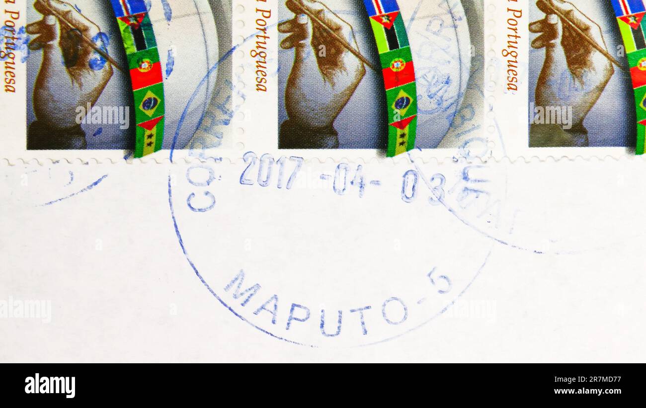 MOSCOW, RUSSIA - JUNE 8 2023: Postage stamp printed in Mozambique shows ...