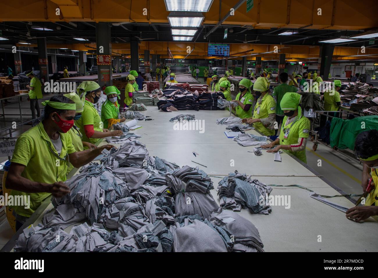 Ready-made garments (RMG) workers working in a LEED Certified Green Garment factory at Adamjee ...