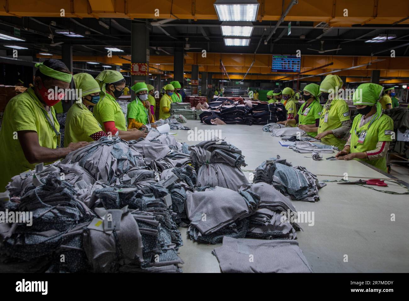 Ready-made garments (RMG) workers working in a LEED Certified Green Garment factory at Adamjee ...