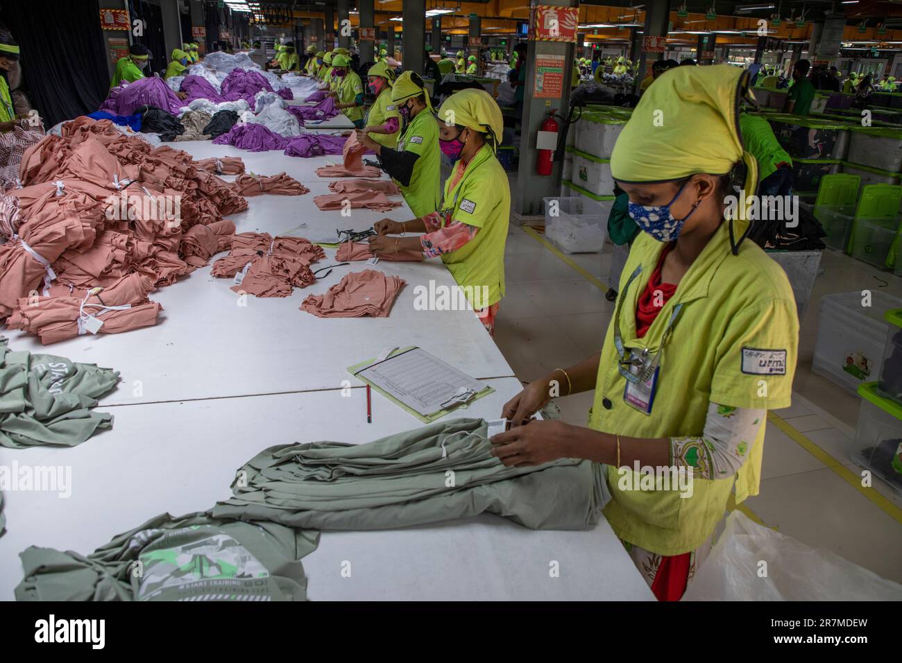 Ready-made garments (RMG) workers working in a LEED Certified Green Garment factory at Adamjee ...