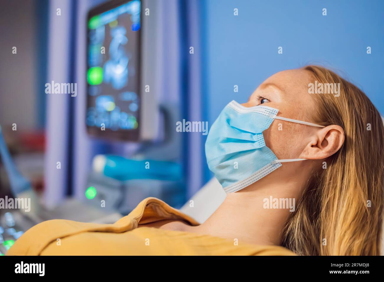 In the Hospital, Close-up Shot of the Doctor does Ultrasound Sonogram ...