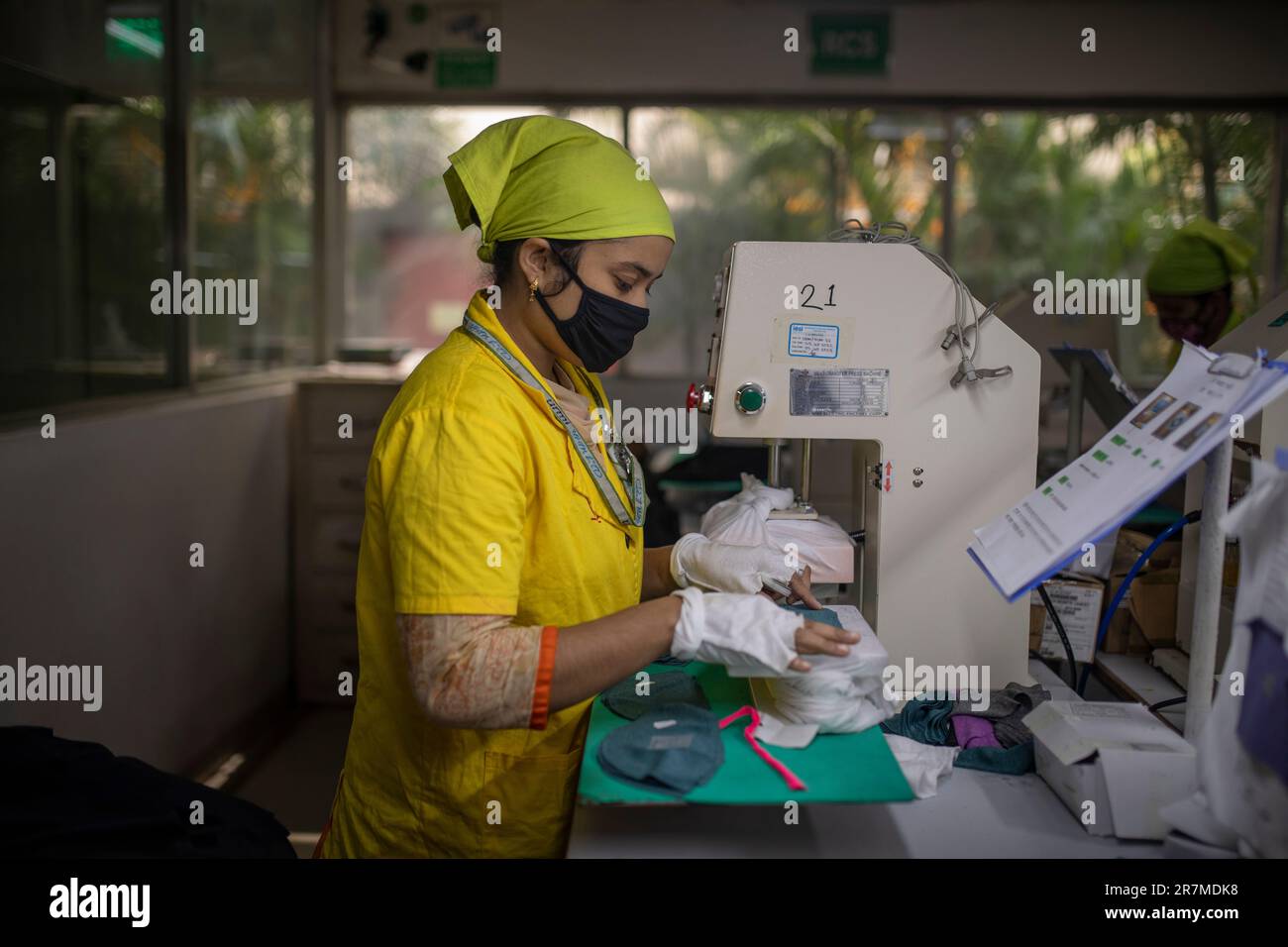 A ready-made garments (RMG) worker working in a LEED Certified Green Garment factory at Adamjee ...