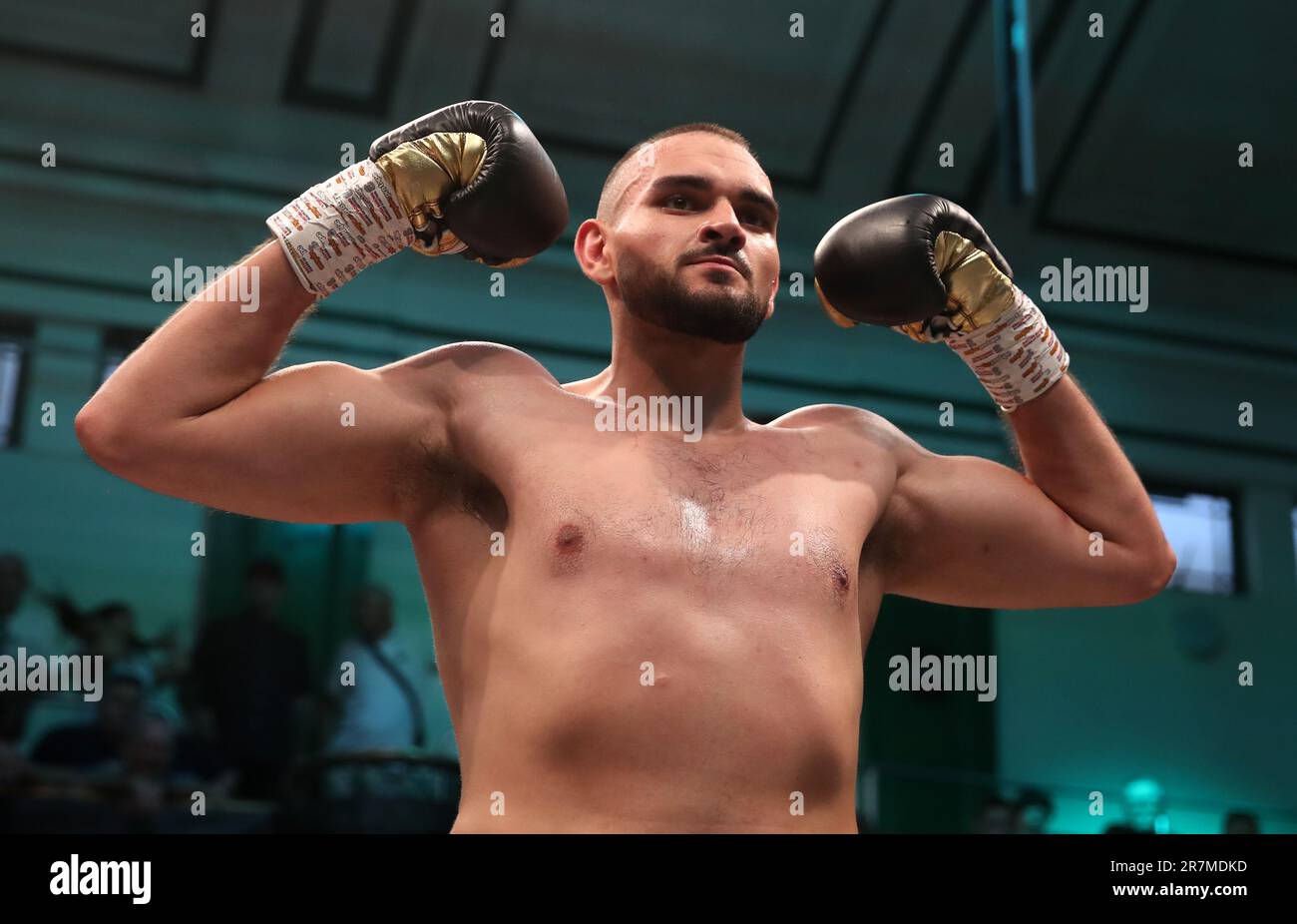 Roman Fury celebrates beating Erik Nazaryan in their Cruiserweight bout ...