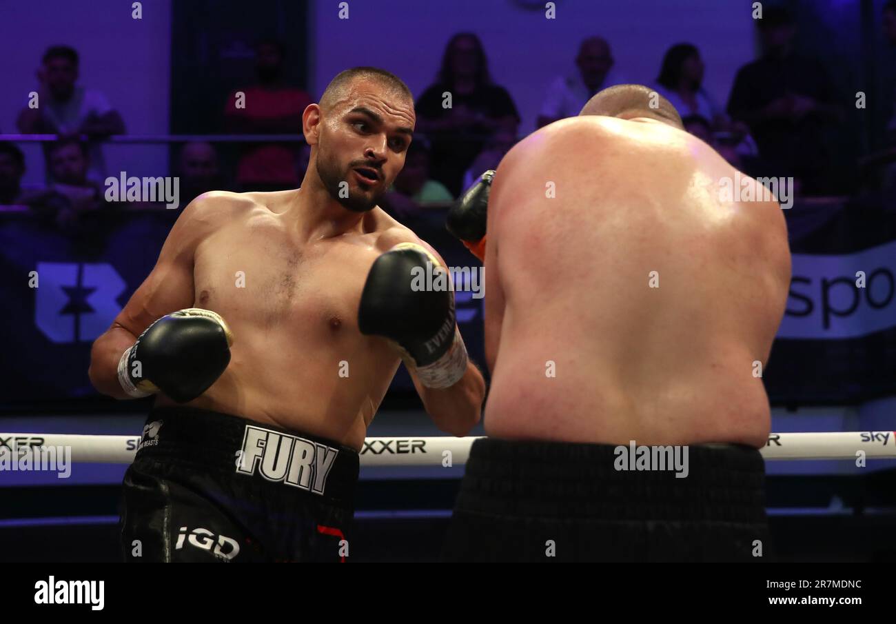 Roman Fury (left) in action Erik Nazaryan in their Cruiserweight bout ...