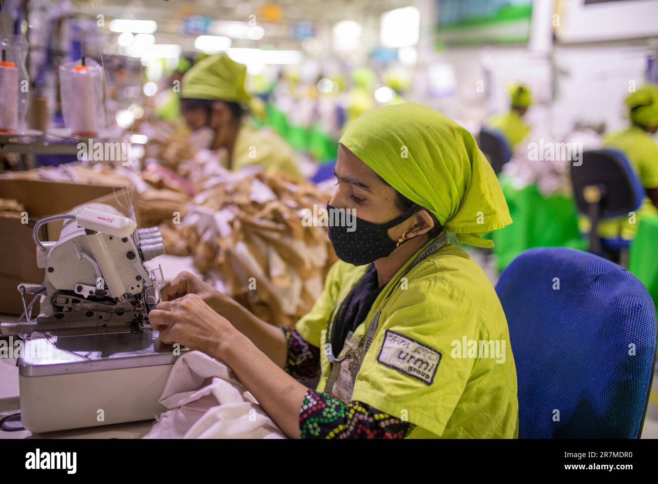 Ready-made garments (RMG) workers working in a LEED Certified Green Garment factory at Adamjee ...