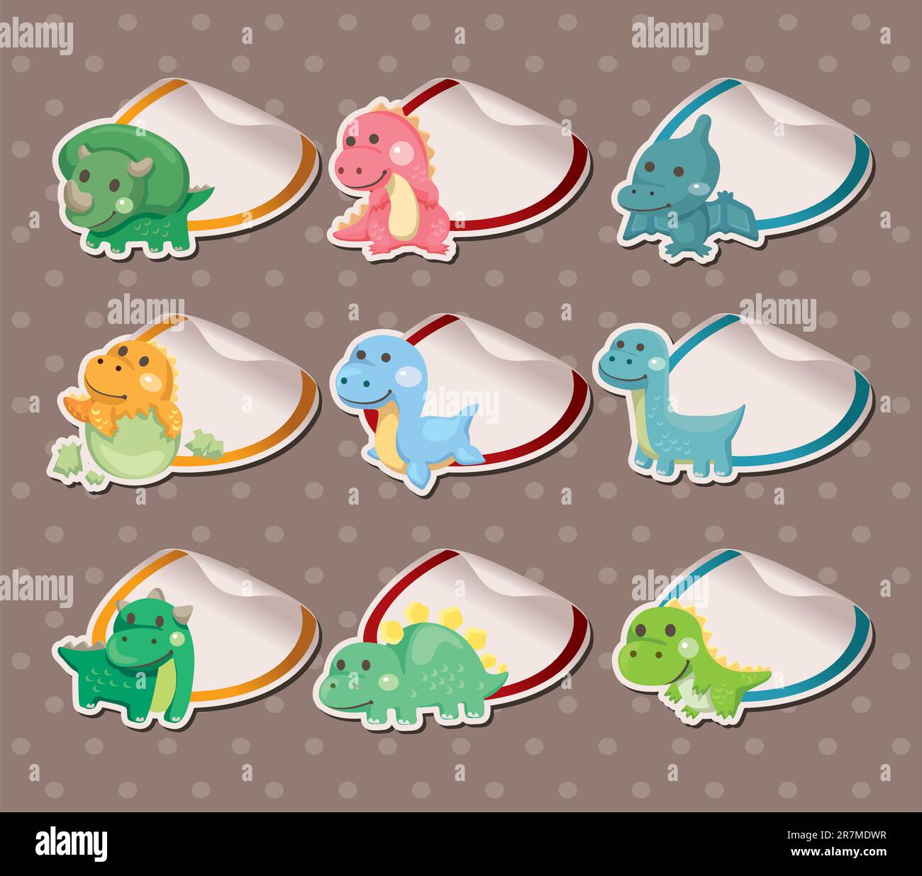 Cartoon dinosaur Stickers Label Stock Vector Image & Art - Alamy