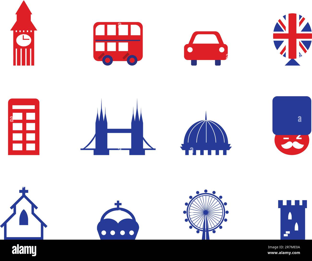 London retro icons set - tourist city attractions and design elements ...
