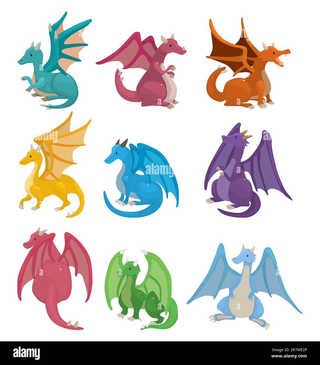 cartoon fire dragon icon set Stock Vector Image & Art - Alamy