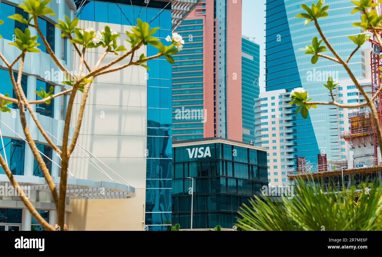 Dubai, UAE- 15062023: Visa office building in the city, Outdoor ...