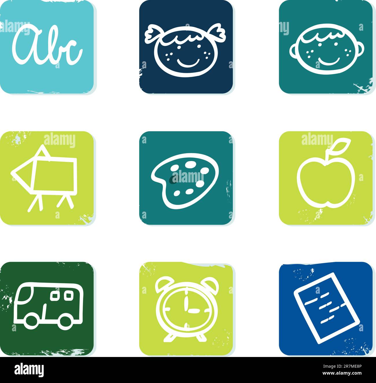 Vector hand drawn collection of school icons isolated on white Stock ...