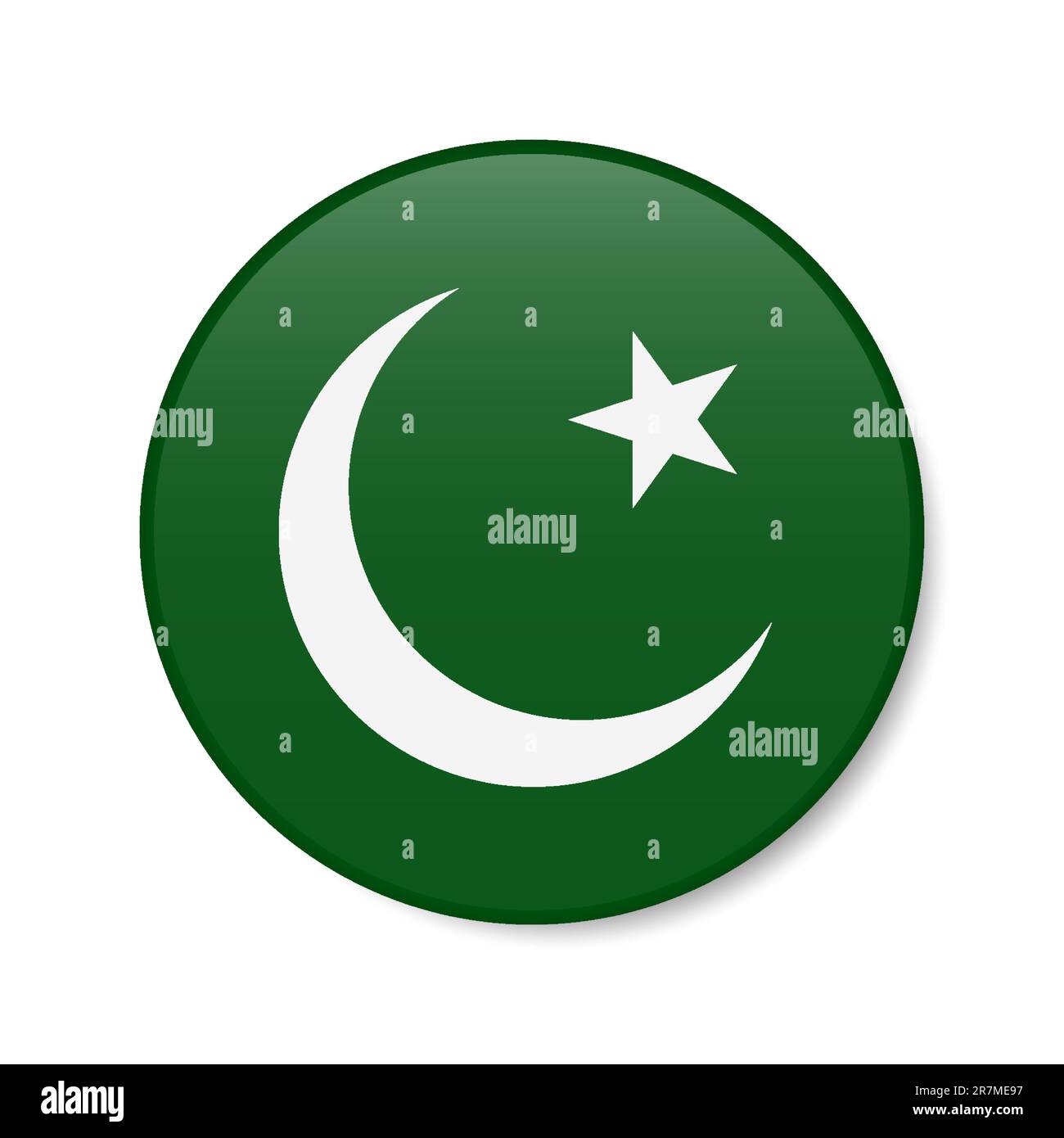 Pakistan circle button icon. Pakistani round badge flag with shadow. 3D ...