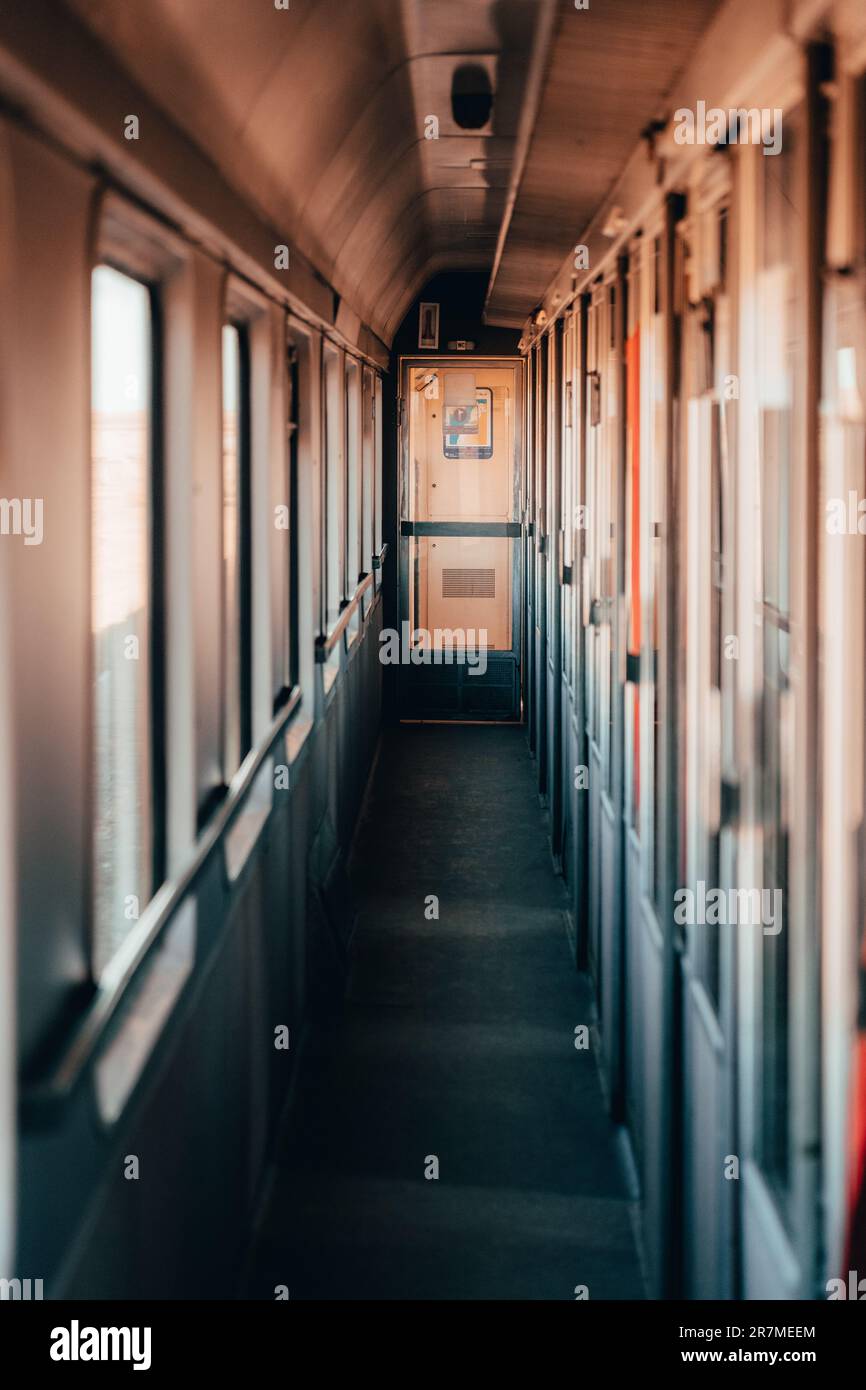 Train interior: Enter the bustling hall of the train, where passengers ...