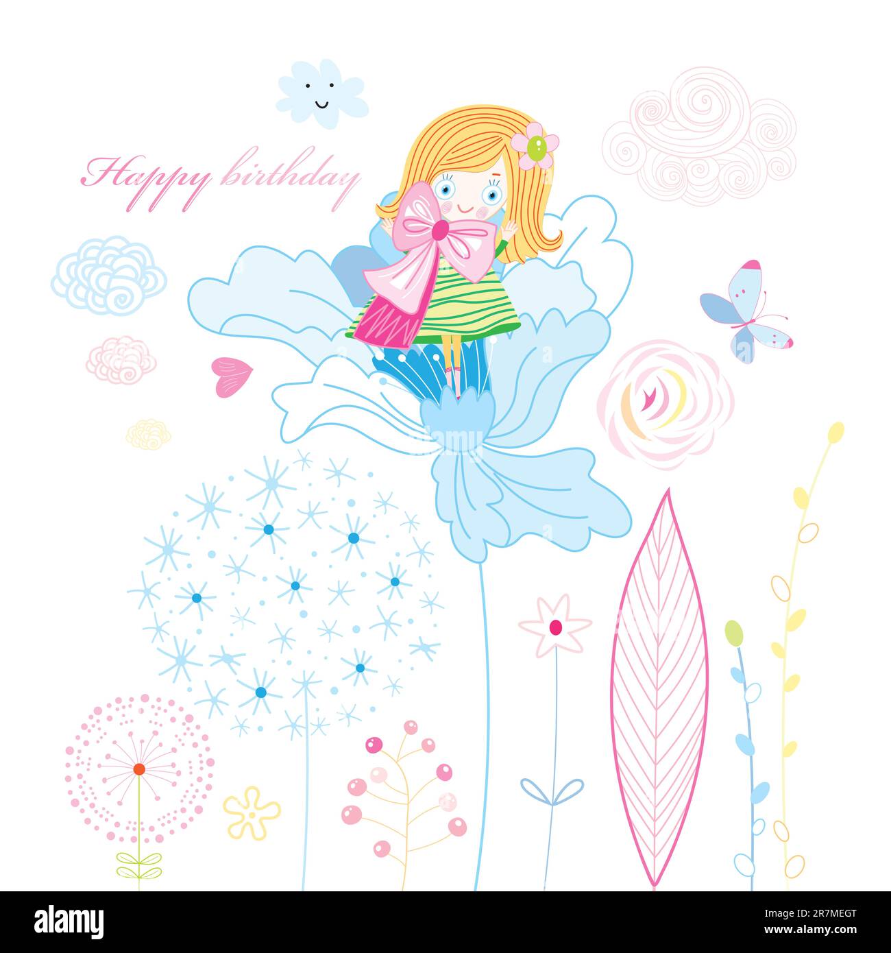 Beautiful girl flowers on Stock Vector Images - Alamy