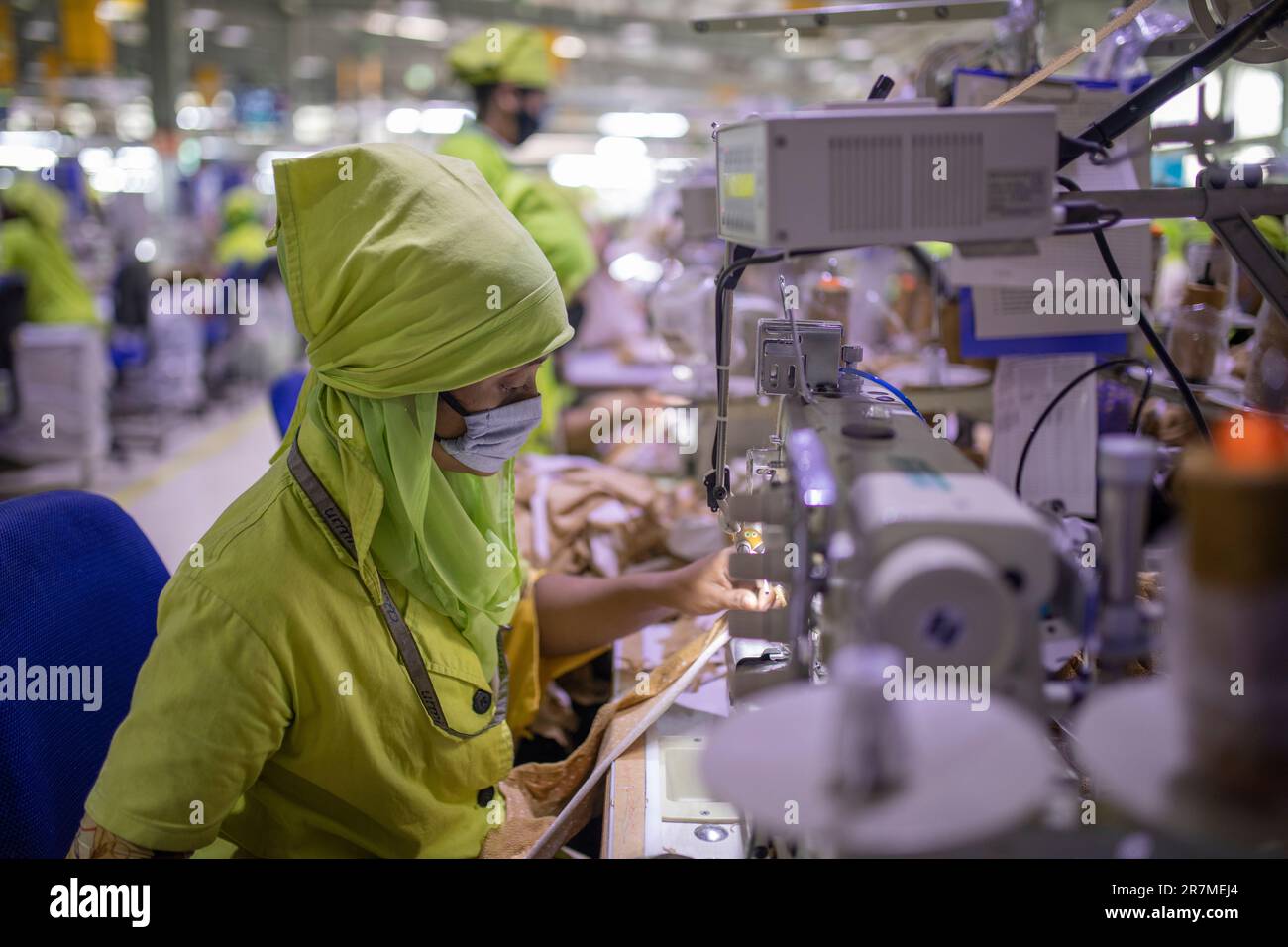 Ready-made garments (RMG) workers working in a LEED Certified Green Garment factory at Adamjee ...