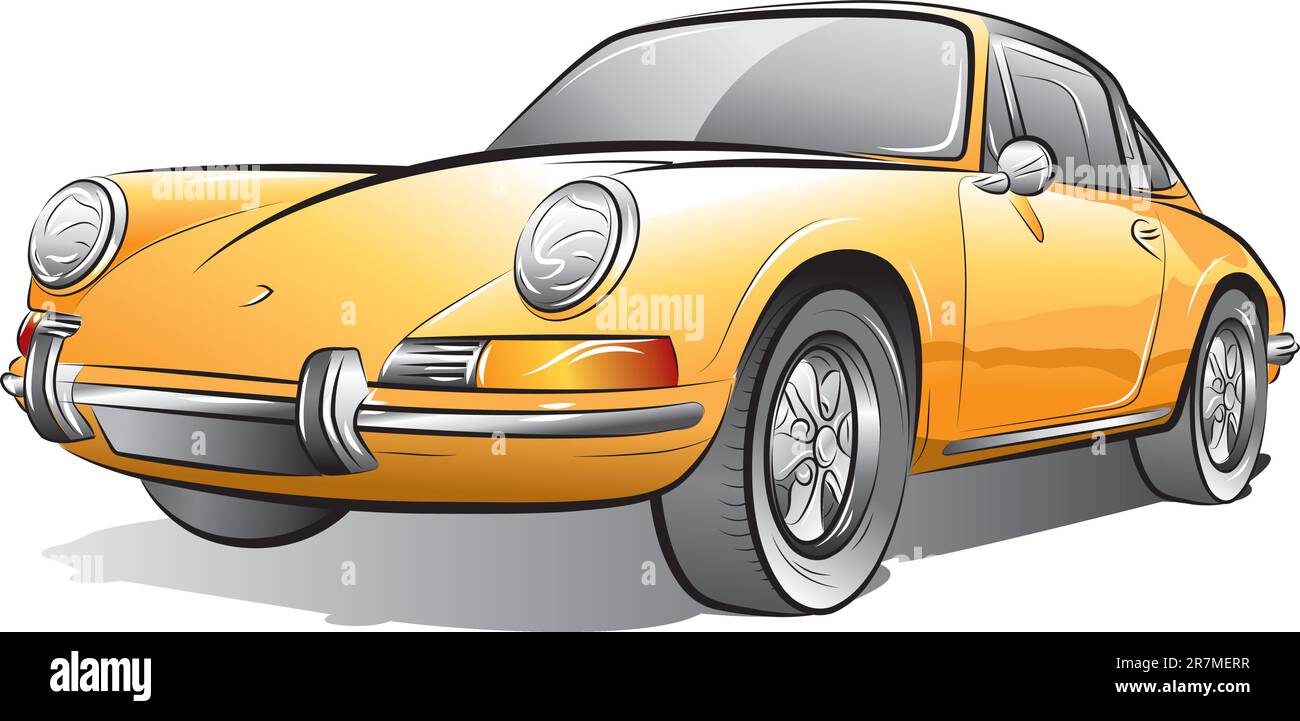 Drawing of the yellow expensive car, vector illustration Stock Vector ...