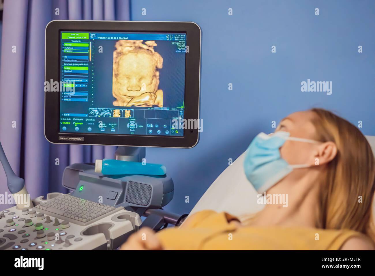 In the Hospital, Close-up Shot of the Doctor does Ultrasound Sonogram ...