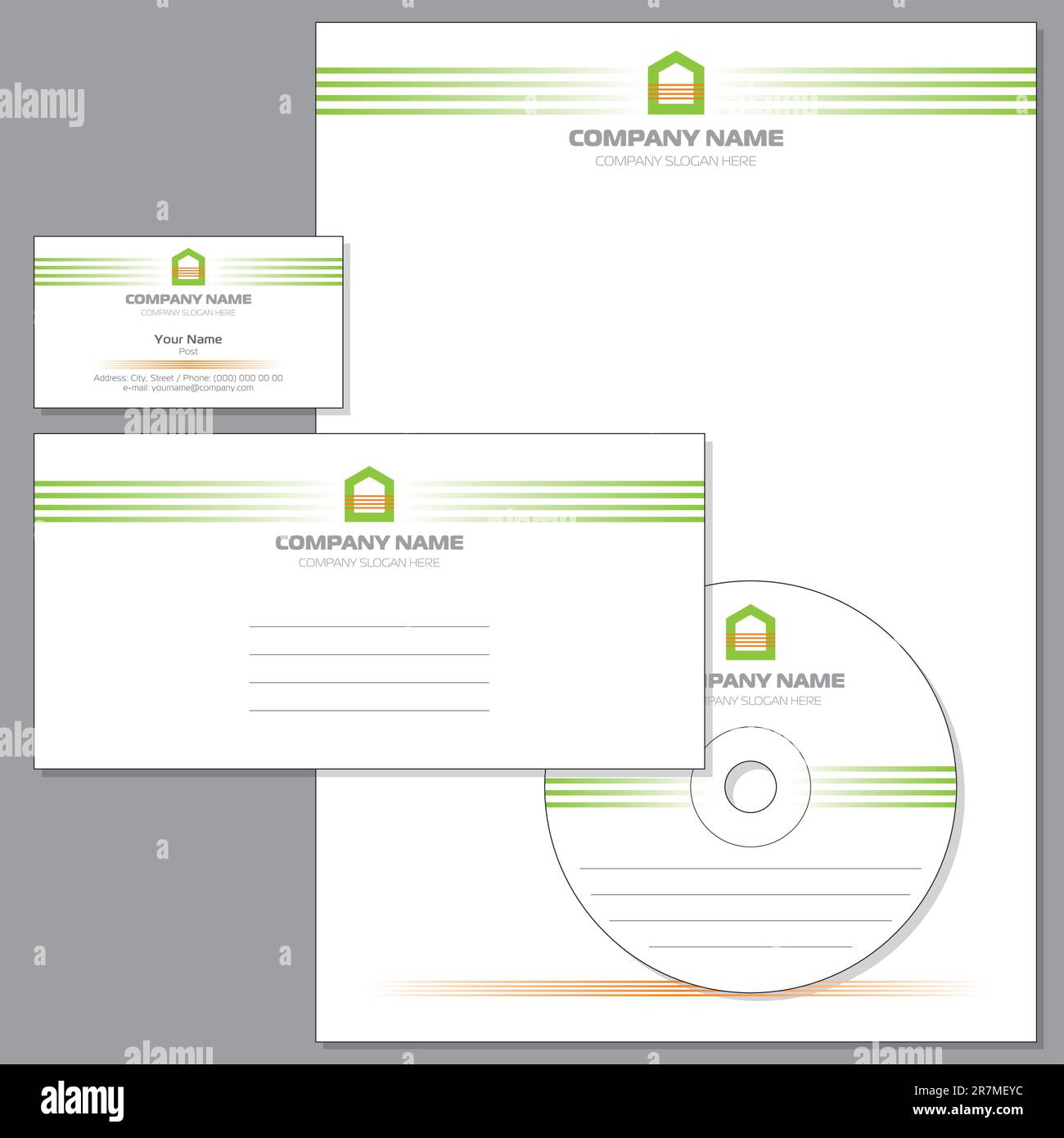Vector Set of Corporate identity (Envelope, Visiting card, Headed note ...