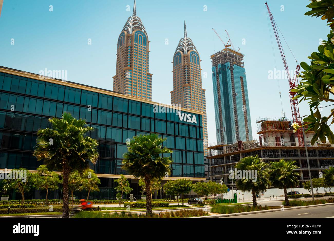 Visa office building in the city, Outdoor advertising of free-standing ...