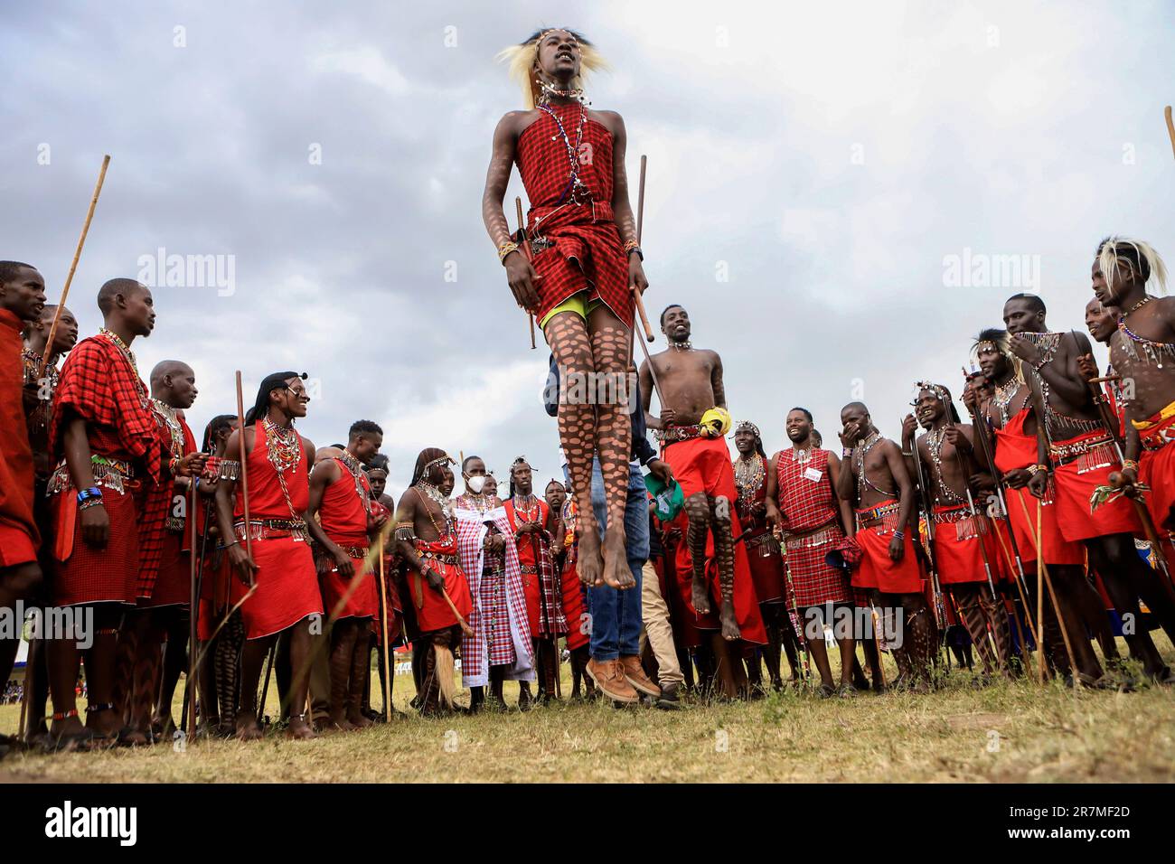 Maasai morans (warriors) perform traditional jumping as Kenya's Maasai ...