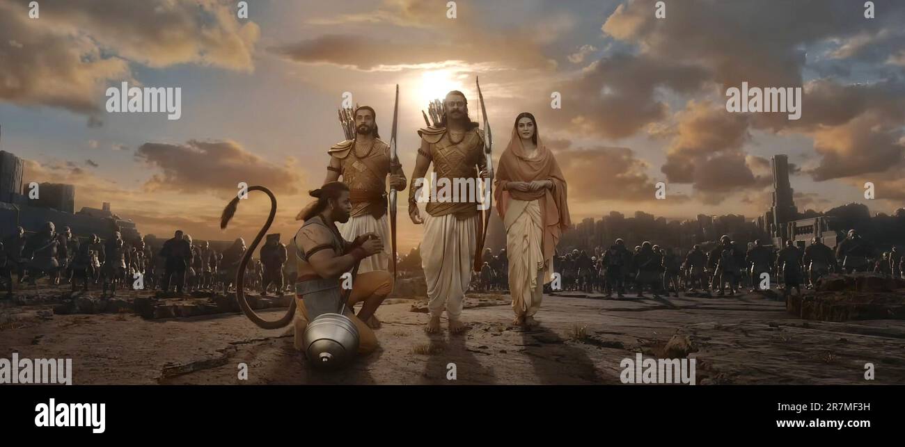 ADIPURUSH, top from left: Sunny Singh, Prabhas, Kriti Sanon, bottom ...