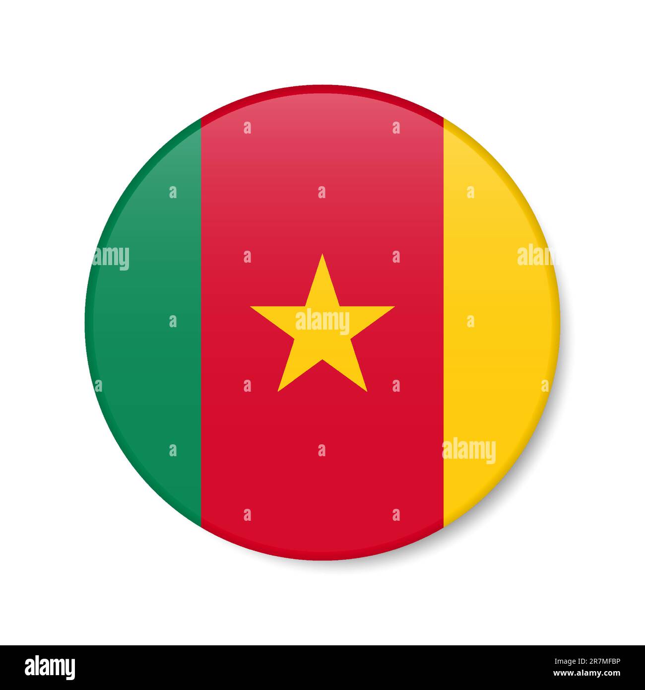Cameroon circle button icon. Cameroonian round badge flag with shadow ...