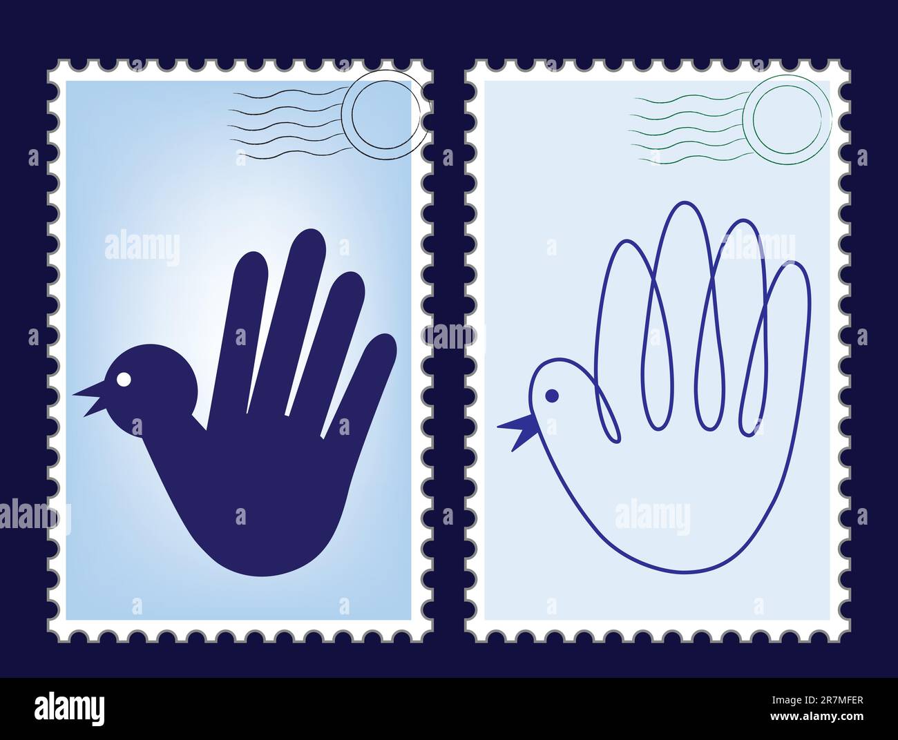 Postage stamp vector, post card. Blank post. Postcard. Mail border ...