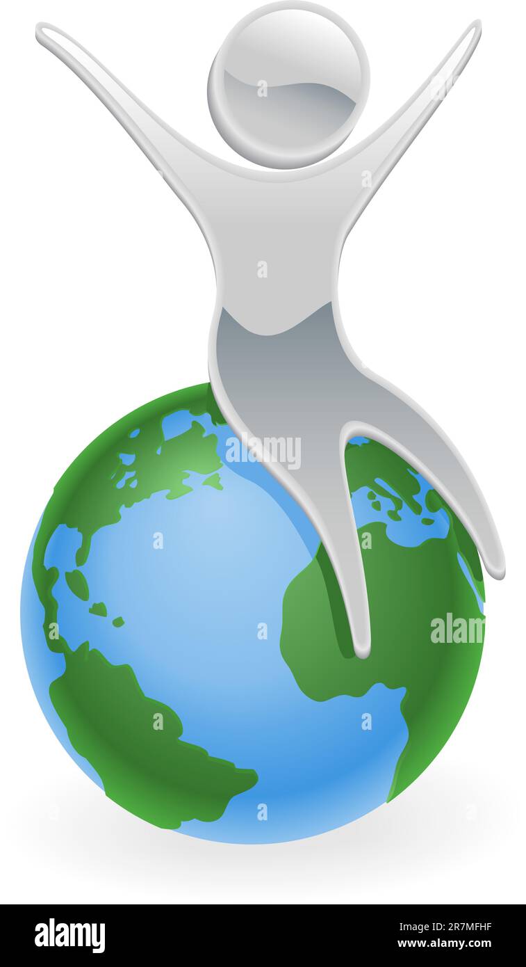 Metallic cartoon mascot character concept. On top of the world Stock ...