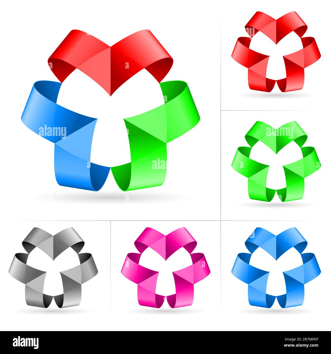 Set of ribbon number three on a white background for design Stock ...