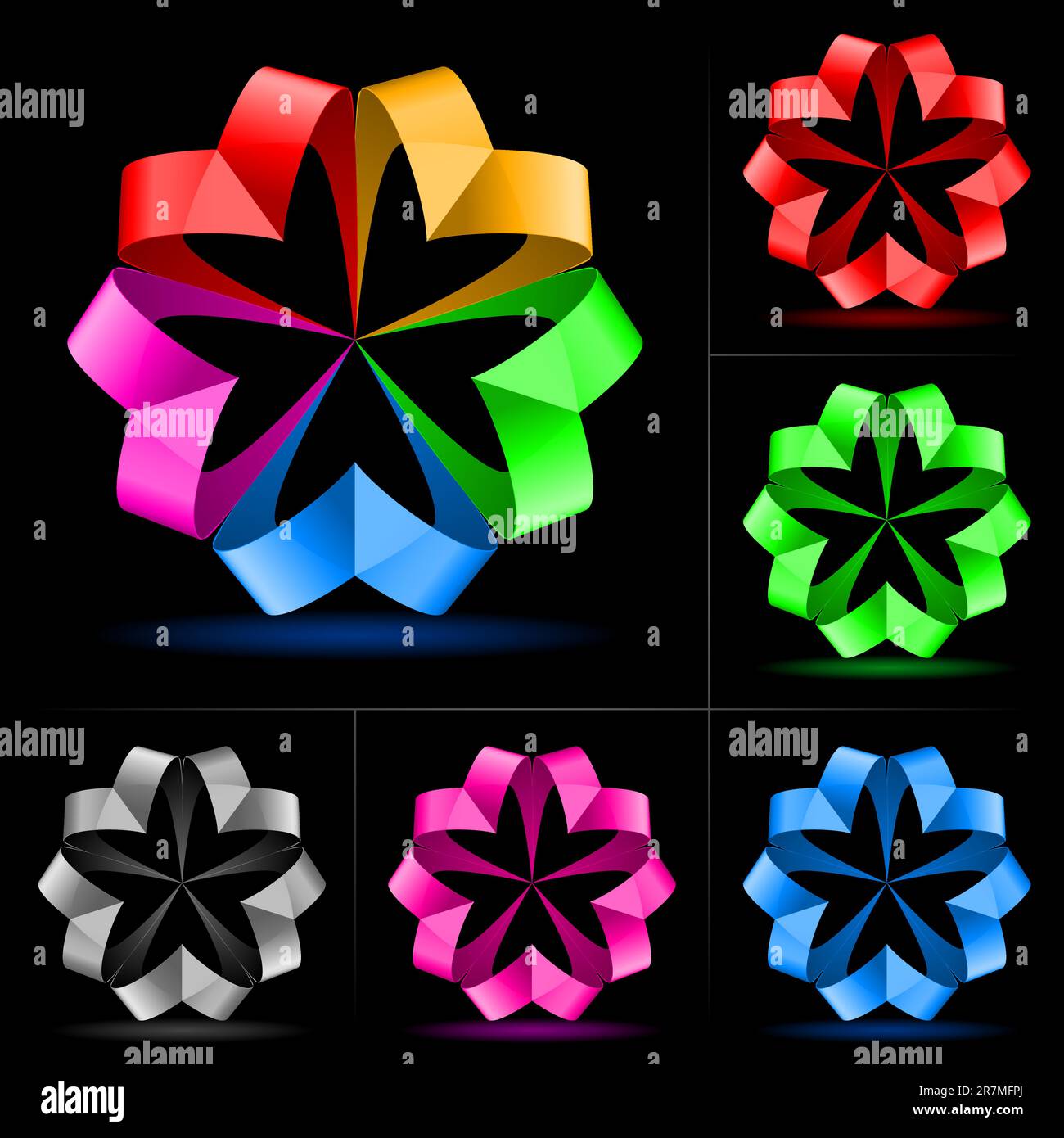 Set of ribbon on a black background for design Stock Vector Image & Art ...