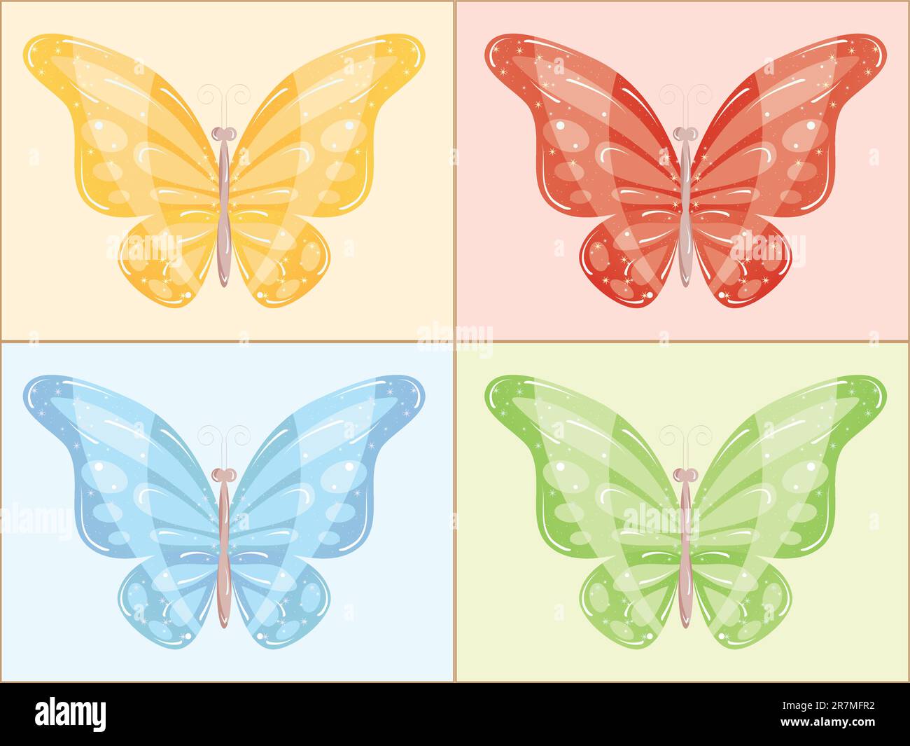 Bright beautiful butterflies of different colors. Vector Graphics Stock ...