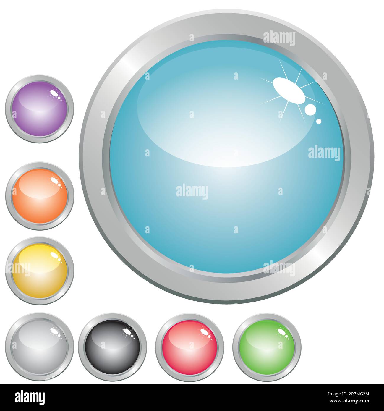 Collection of glossy button in various color for web design. Vector ...