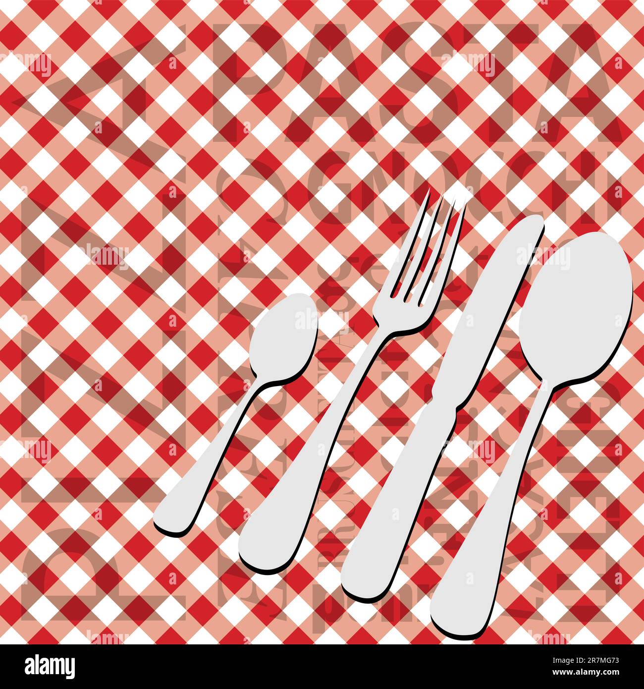 Italian Food Menu Card - Red Gingham With Cutlery Stock Vector Image ...