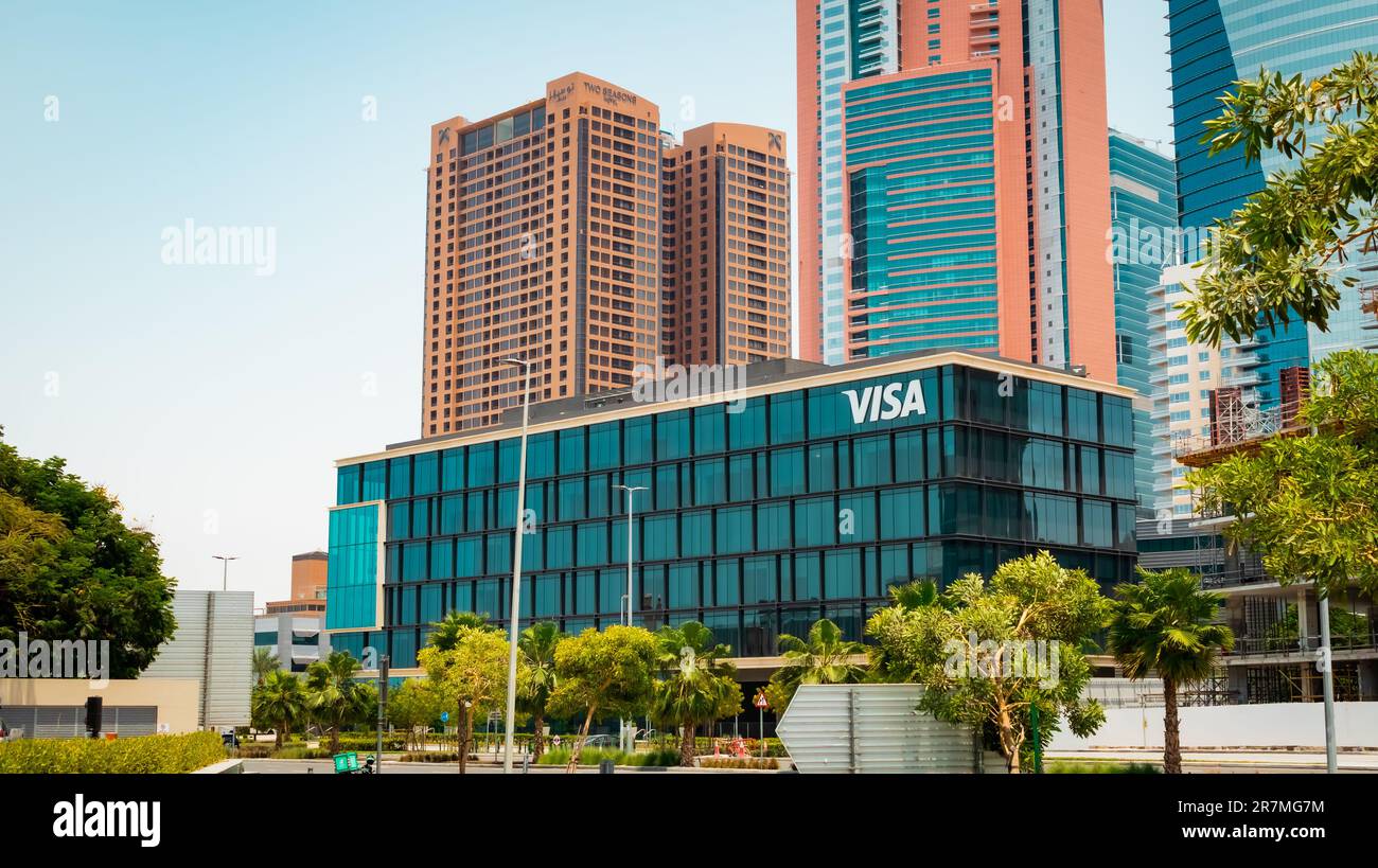 Visa office building in the city, Outdoor advertising of free-standing ...